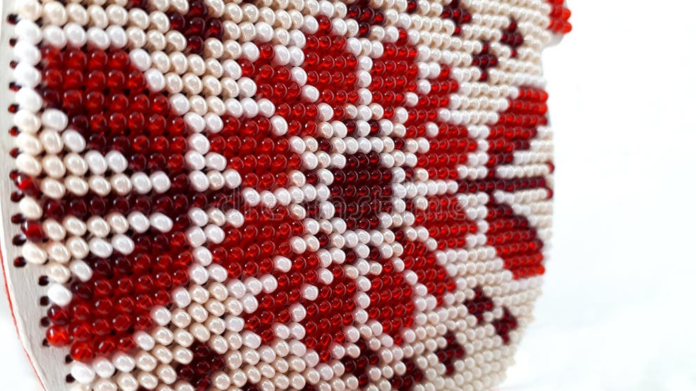 Embroidery with Beads. the Element of Embroidery with Beads in Red and ...