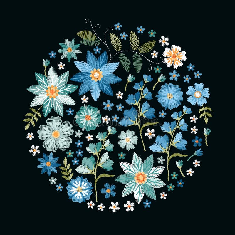 Embroidered Flowers Vector Stock Illustrations – 4,474 Embroidered ...