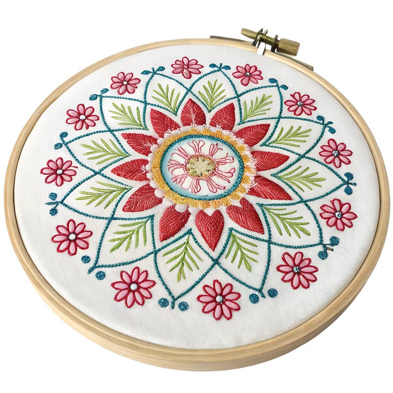 Embroidery Circle Pattern Isolated on White Background Stock ...