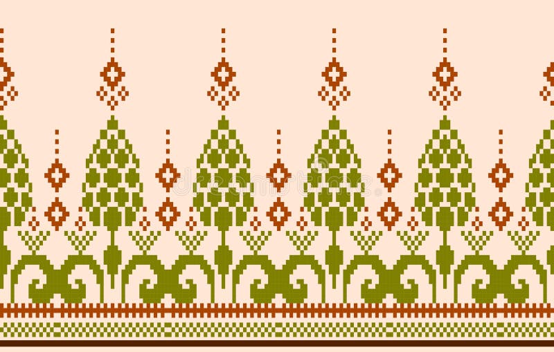 Embroidery Cross Stitch. Ethnic Patterns. Pixel Horizontal Seamless ...