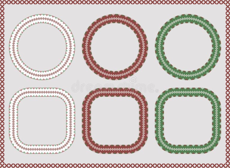 Embroidery Cross Stitch Frames. Set of Ethnic Embroidery Vector Borders ...