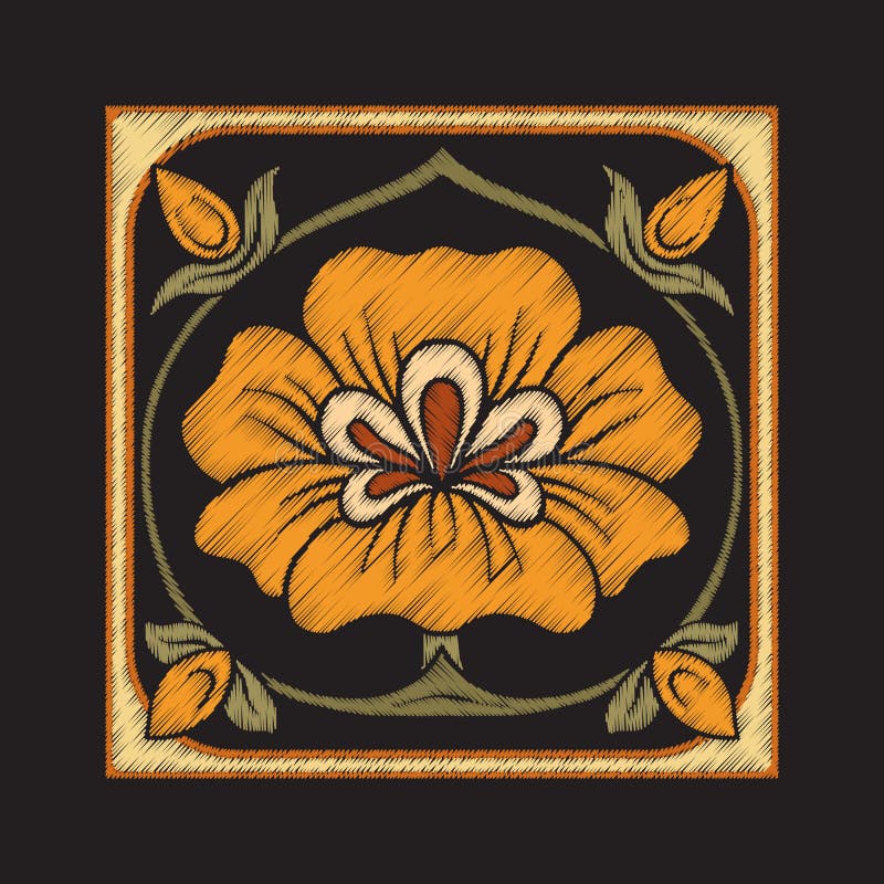 Embroidery with Decorative Elements in the Style of Ceramic Tile Stock ...