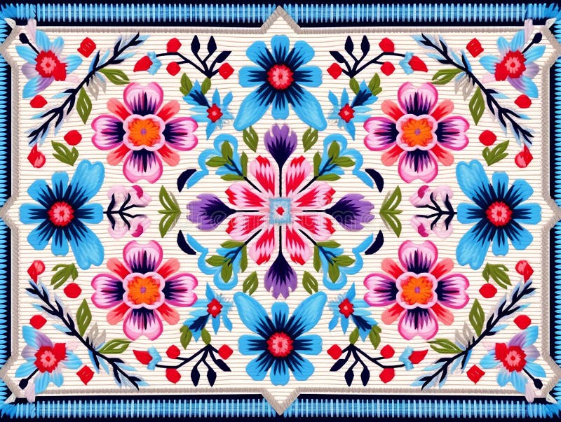 Embroidery of Floral Folk Motifs Stock Illustration - Illustration of ...