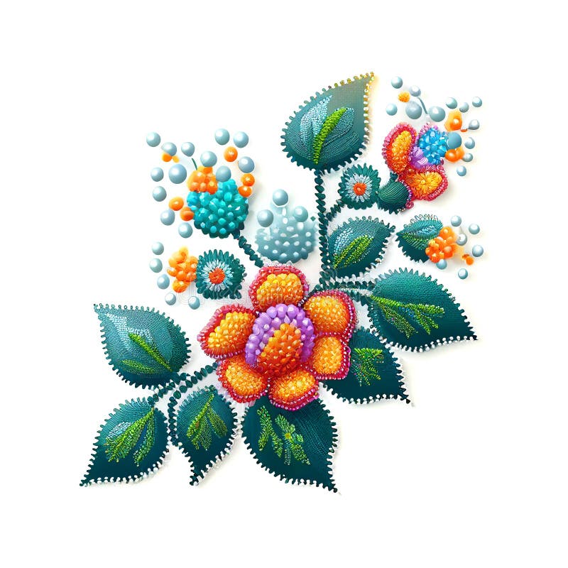 Embroidery Flower, Floral Pattern with Small Beads, Embroidered ...