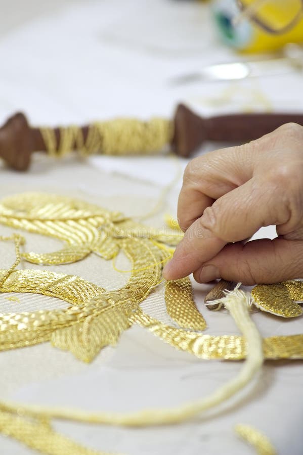 Embroidery in gold stock photo. Image of colorful, cloth - 7106280