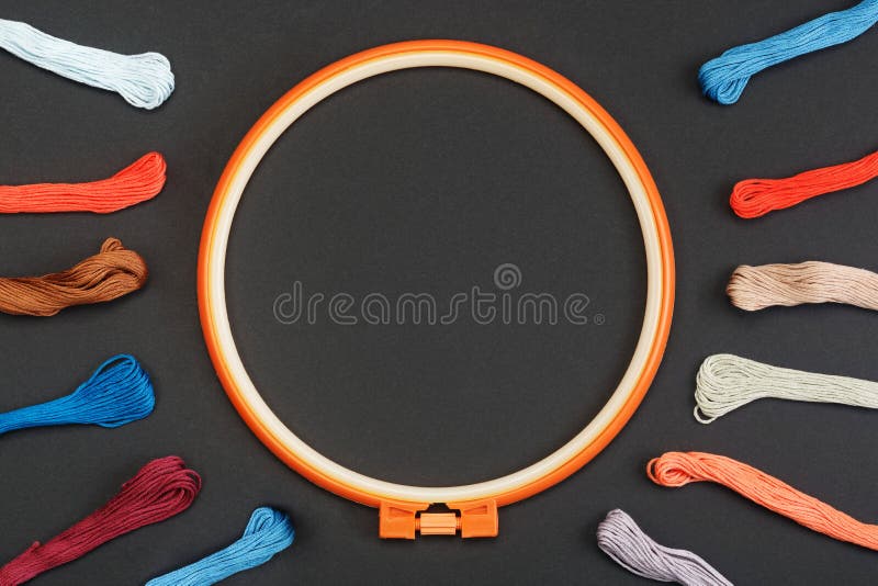 Embroidery Hoop with Multicolor Threads for Needlework and Sewing on ...