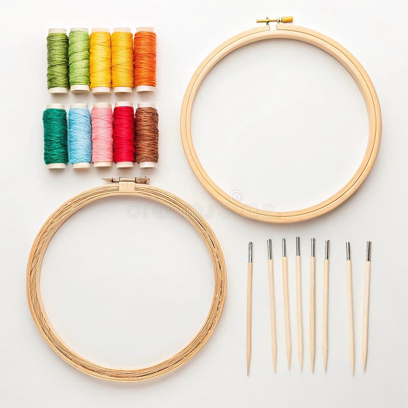 Embroidery Hoops with Thread and Needles Stock Illustration ...