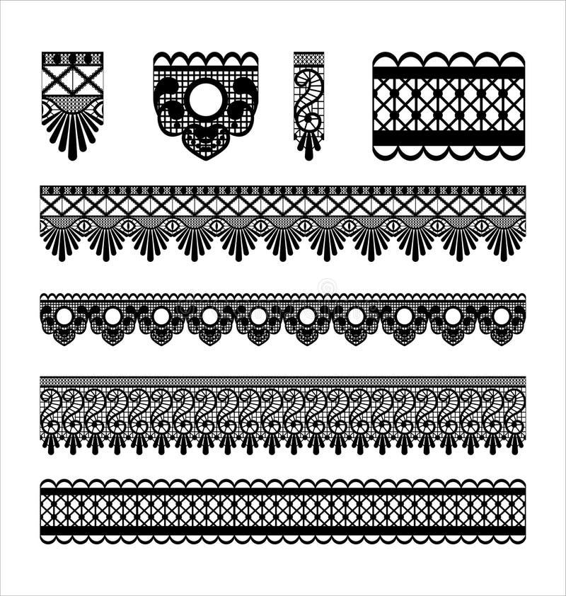Vector lace trim brushes stock vector. Illustration of embroidered ...