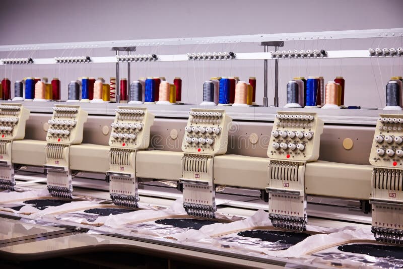 Embroidery Machines on the Factory. Embroidery Equipment Stock Photo ...