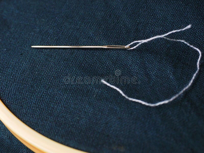 Embroidery with Needle and Thread Stock Image - Image of needlework ...