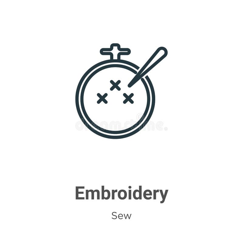 Embroidery Outline Vector Icon Thin Line Black Embroidery Icon Flat