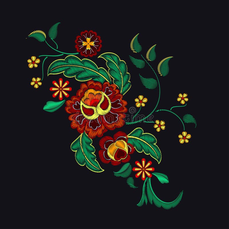 Embroidery Pattern for Design Stock Vector - Illustration of botany ...