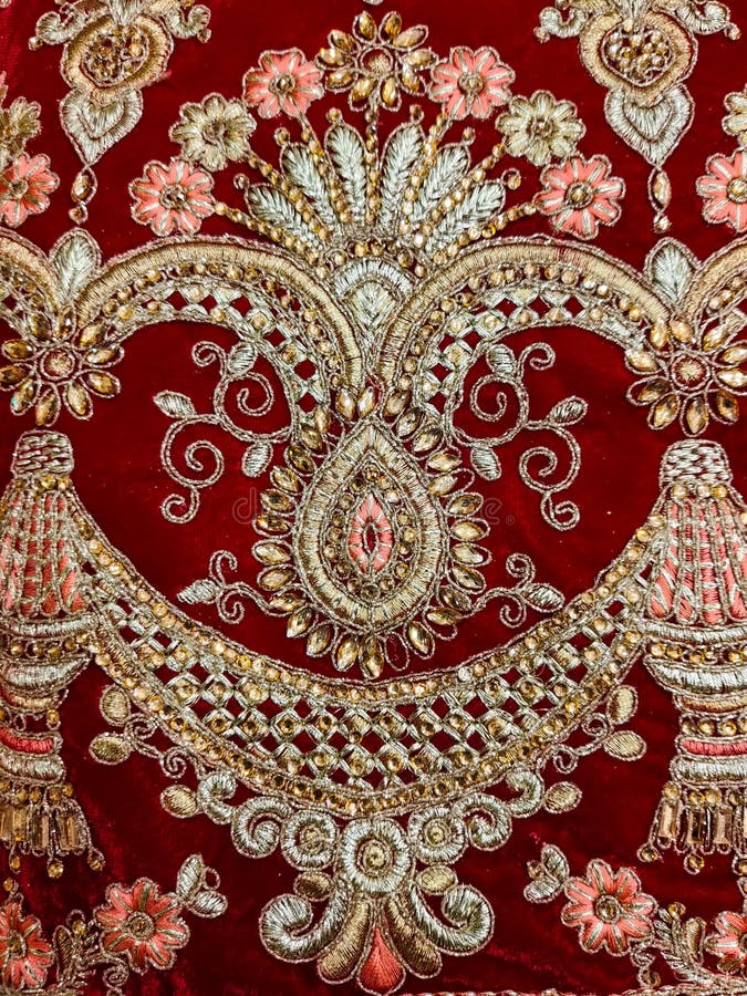 Embroidery Pattern on Indian Bridal Dress Stock Image - Image of dress ...