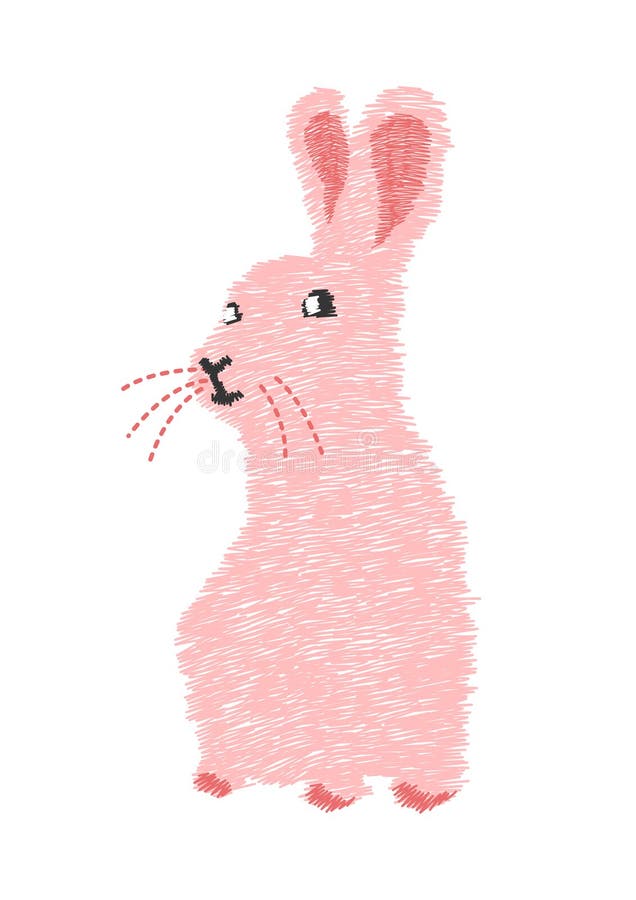 Embroidery Pink Rabbit Design for Clothing. Vector Stock Vector ...