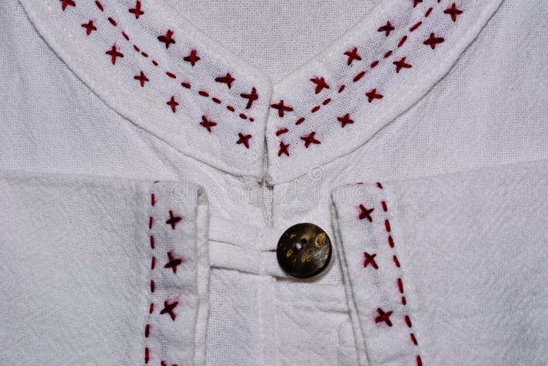 Embroidery of Red Thread Patterns Stock Image - Image of macro, fabric ...