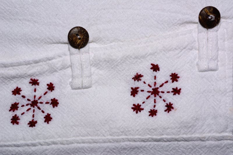 Embroidery of Red Thread Patterns Stock Image - Image of form, macro ...