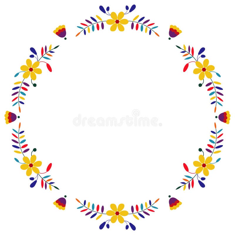 Mexican Otomi, Tenango Embroidery Style Frame. Ethnic Floral Design ...