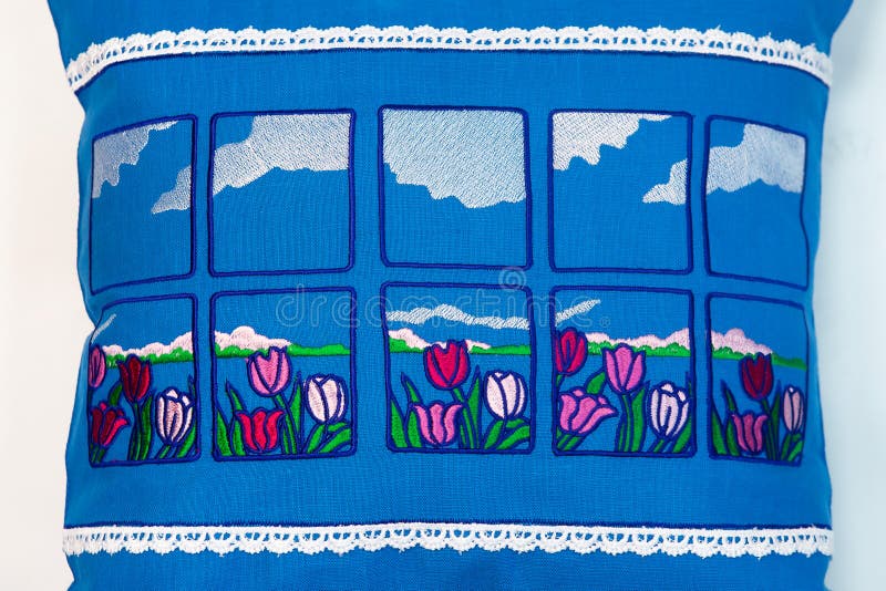 Embroidery Sample, Image Detail on Textile. Stock Photo - Image of ...