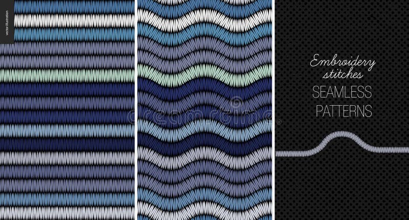 Embroidery Satin Stitch Seamless Patterns Stock Vector - Illustration ...