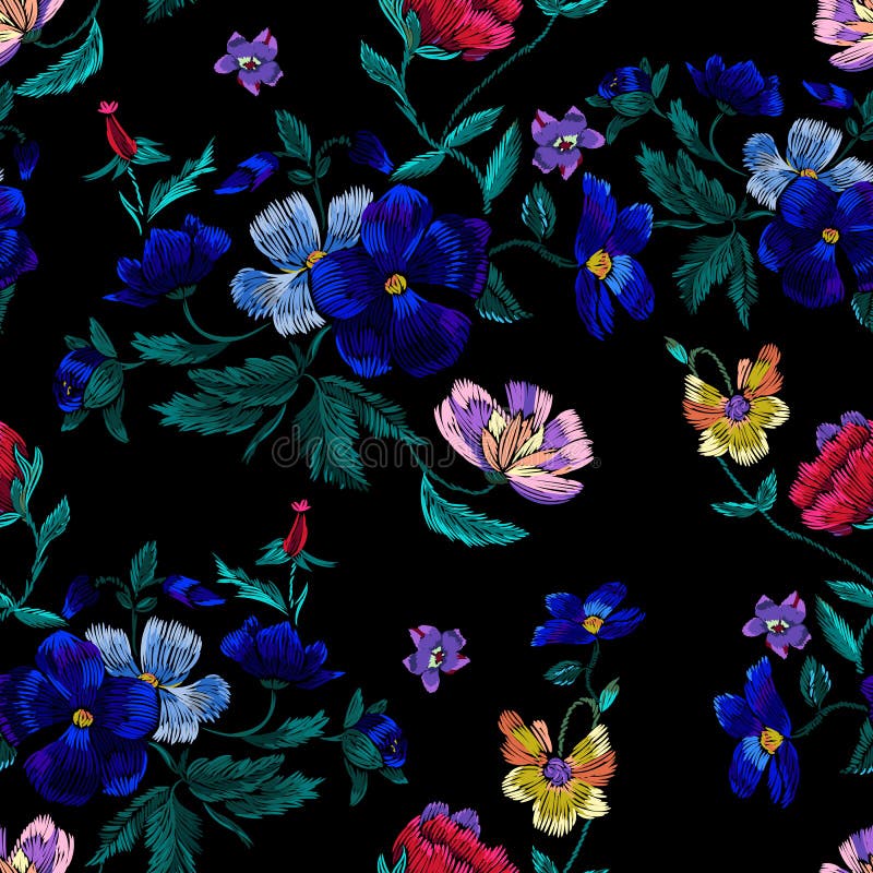 Embroidery Vector Seamless Decorative Floral Pattern, Ornament for ...