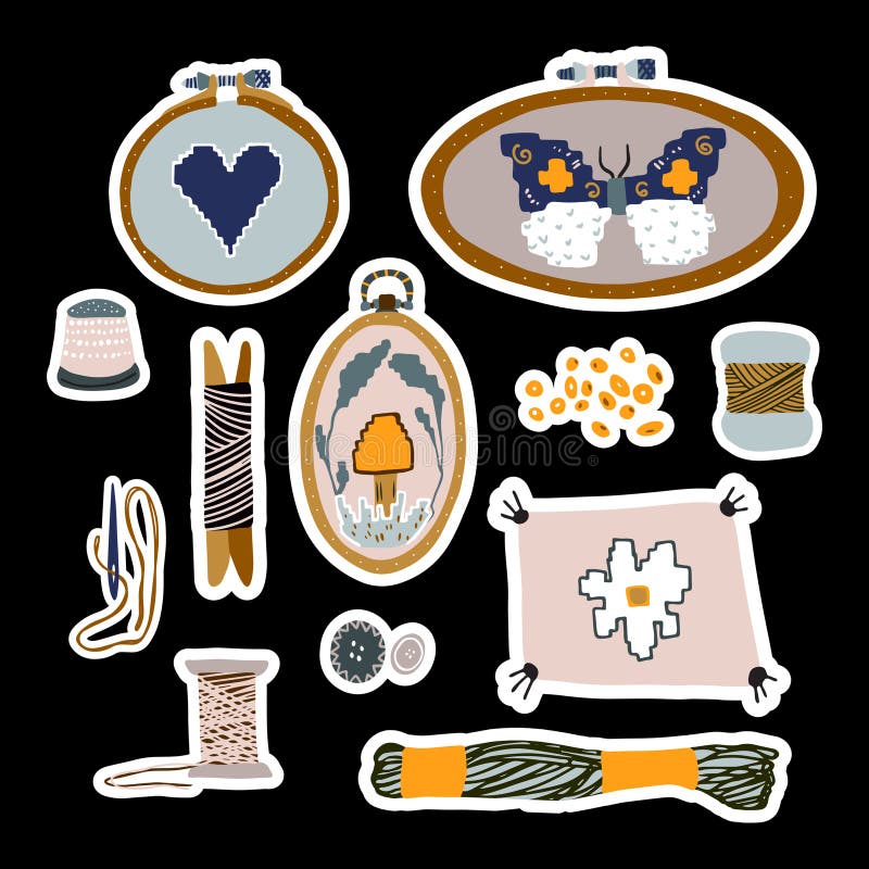 Embroidery Sticker Needlework Clip Art Vector Art Stock Illustration ...