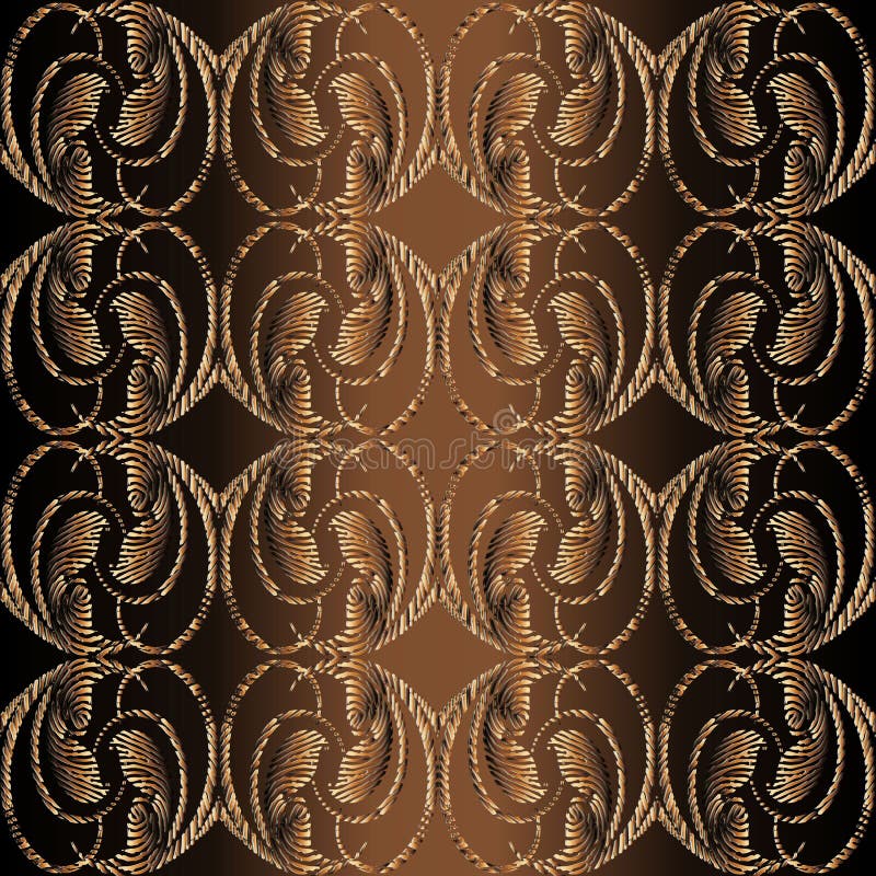 Embroidery Style 3d Baroque Seamless Pattern. Vector Patterned T Stock ...