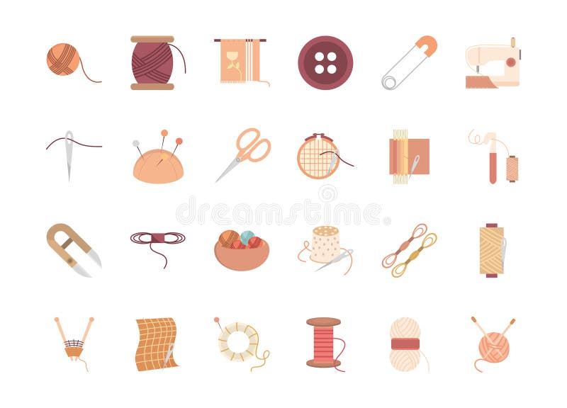 Embroidery and Weaving Icon Bundle Vector Design Stock Vector ...