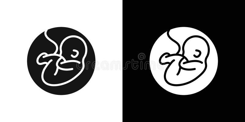 Embryo Child Icon Flat Vector Set Outline Stock Vector - Illustration ...