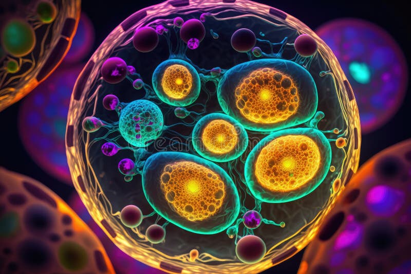 Embryonic Stem Cells Colony 3d Under a Microscope. Stock Illustration ...