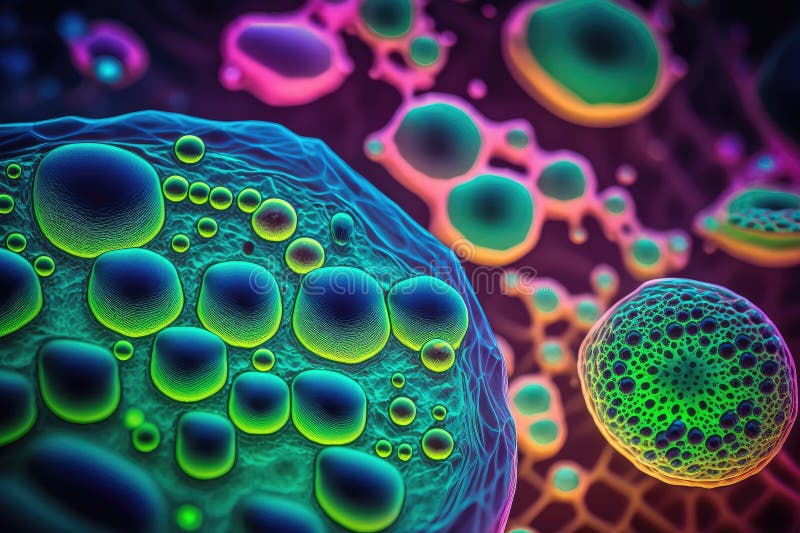 Embryonic Stem Cells Colony 3d Under a Microscope. Stock Illustration ...