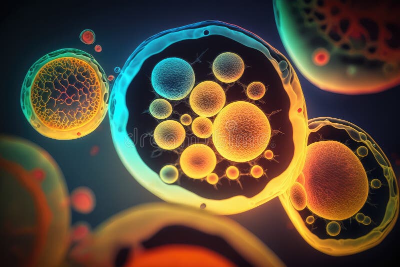 Embryonic Stem Cells Colony 3d Under a Microscope. Stock Illustration ...