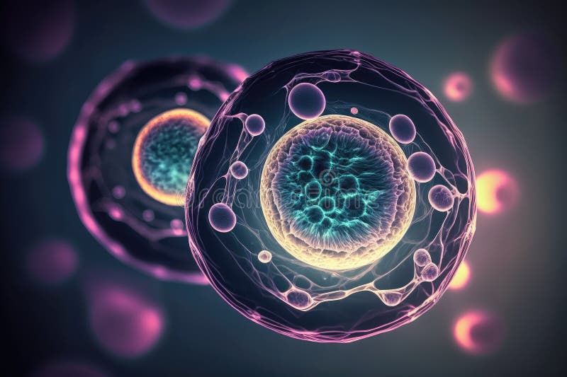 Embryonic Stem Cells Colony 3d Under a Microscope. Stock Illustration ...