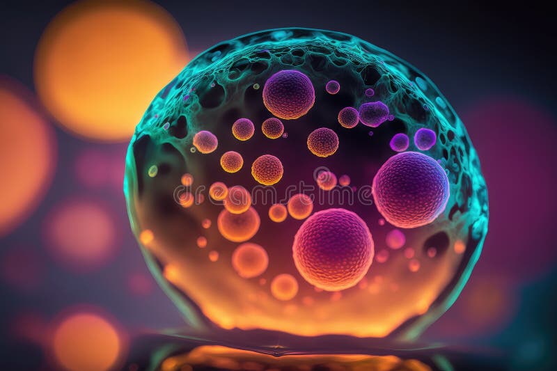 Embryonic Stem Cells Colony 3d Under a Microscope. Stock Illustration ...