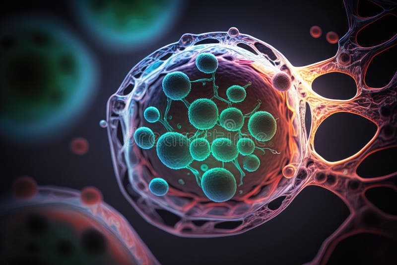 Embryonic Stem Cells Colony 3d Under a Microscope. Stock Illustration ...