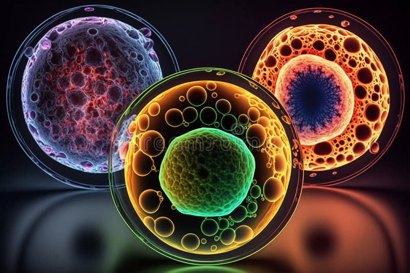 Embryonic Stem Cells 3d Under a Microscope Stock Illustration ...