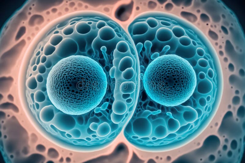 Embryonic Stem Cells Division. Human Cells Under Microscope. in Vitro ...