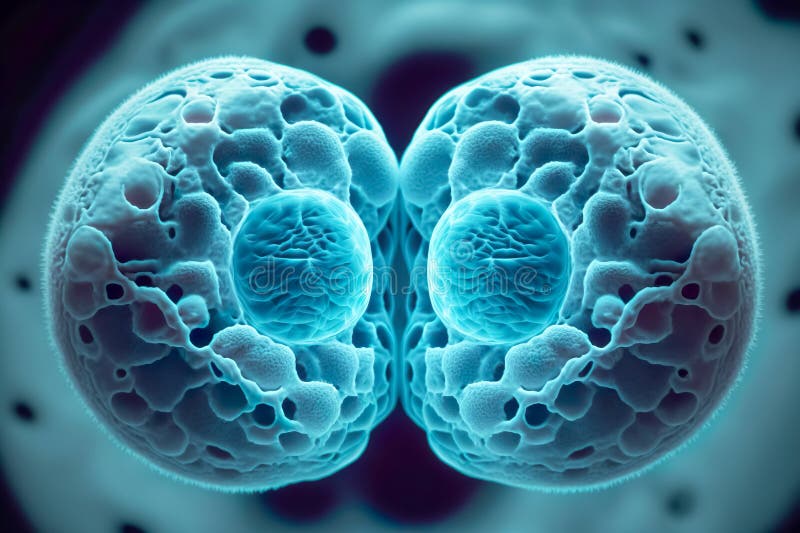 Embryonic Stem Cells Division. Human Cells Under Microscope. in Vitro ...