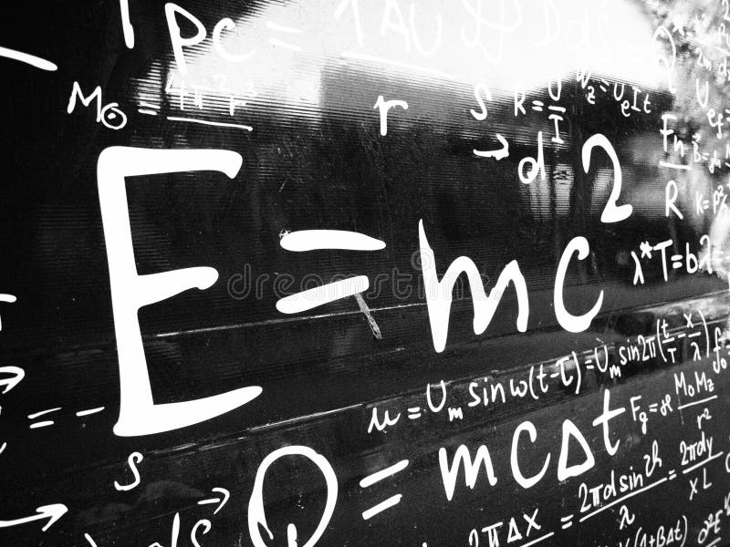 EMC2 Formula on Black Board Stock Image - Image of white, black: 137558429