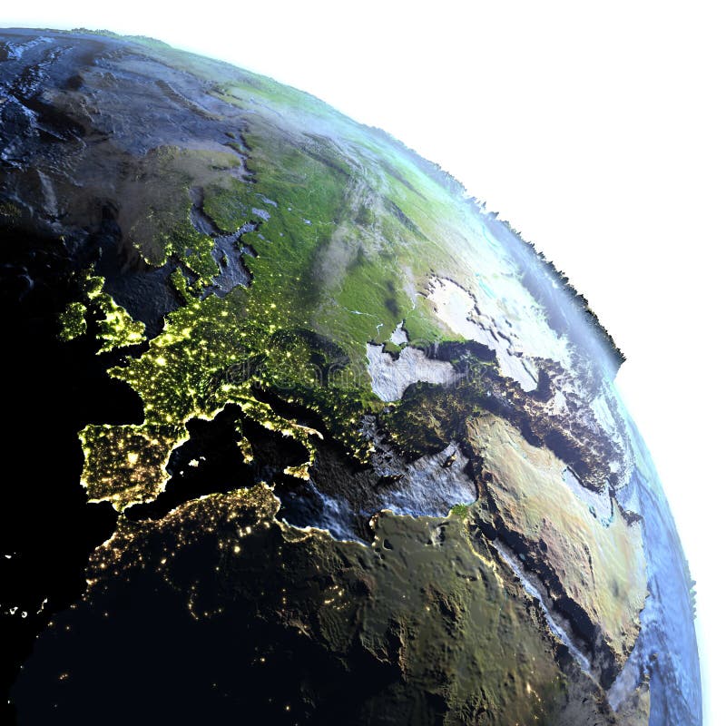 EMEA Region On Political Globe With Flags Stock Illustration ...