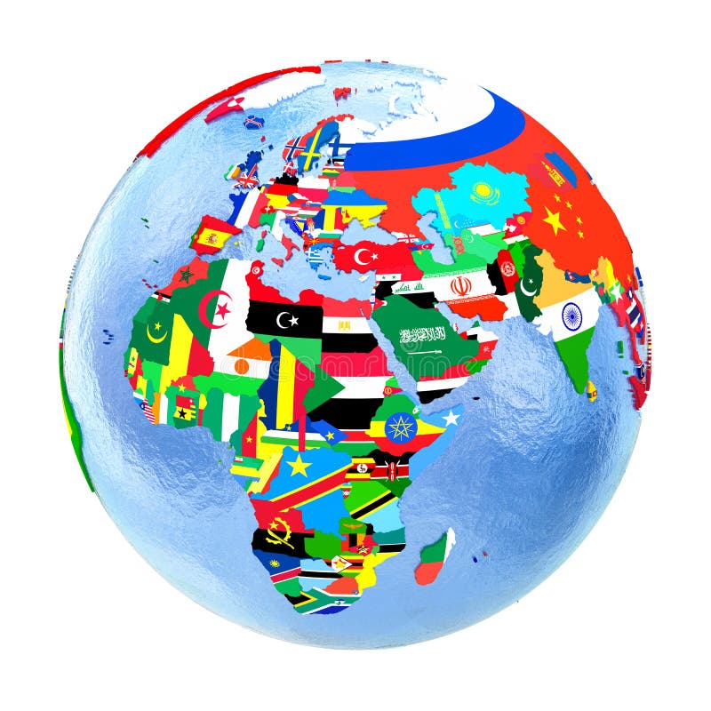 Earth globe with all flags stock illustration. Illustration of earth ...