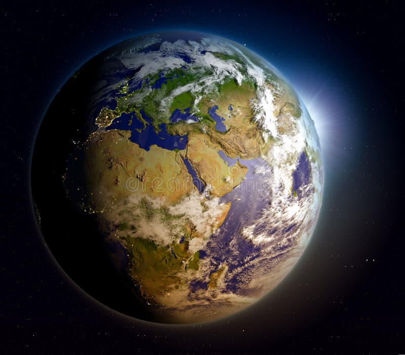 EMEA Region On Political Globe With Flags Isolated On White Stock ...