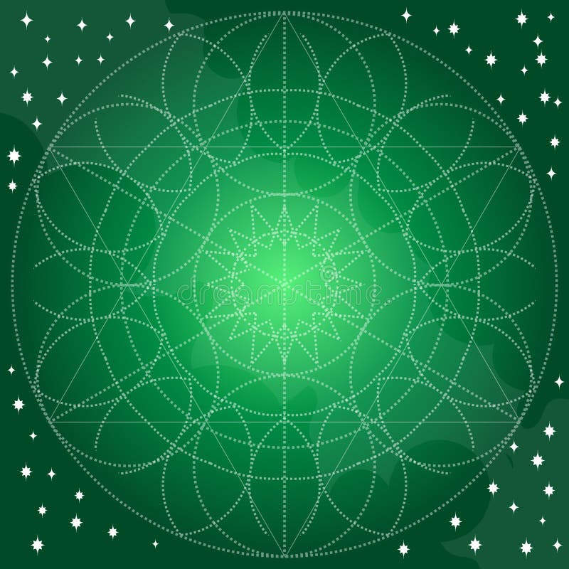 Emerald Background with Abstract Geometric Pattern of Circles. Template ...