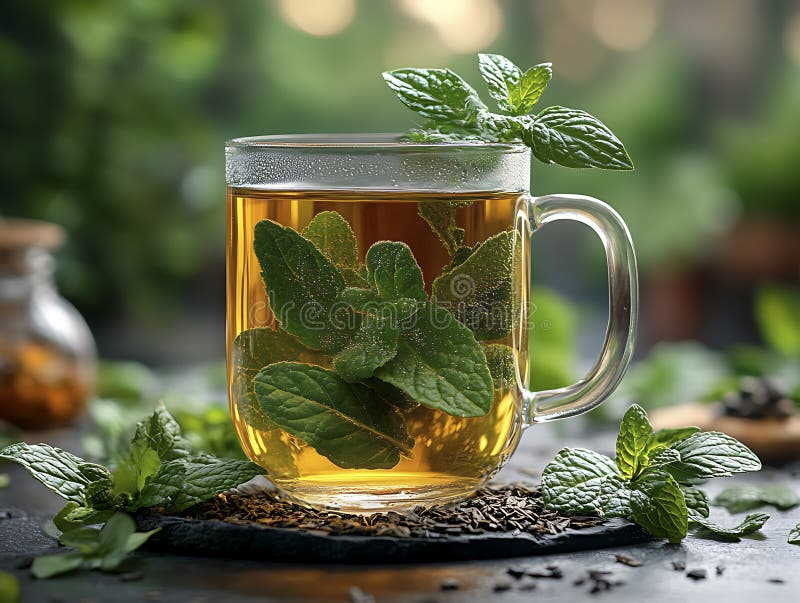 Emerald Brew Fresh Mint Tea Infusion Stock Image - Image of beverage ...