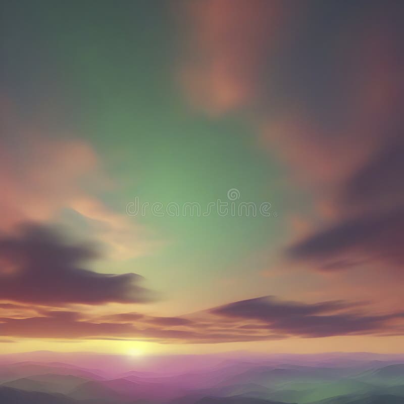 Emerald Color Sky At Sunset Color Gradient Background Ai Generated Stock Illustration