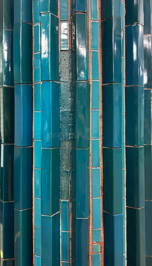 Emerald-colored Tiles, a Column in the Subway. Stock Photo - Image of ...