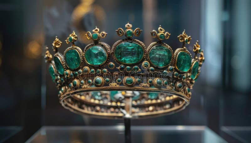 Emerald Crown on Display in a Museum Case Stock Image - Image of ...