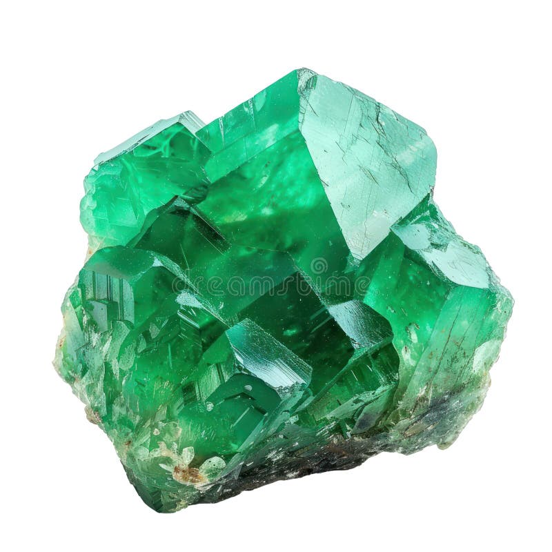 Emerald Crystals Natural Gemstone Side View Isolate Stock Illustration ...