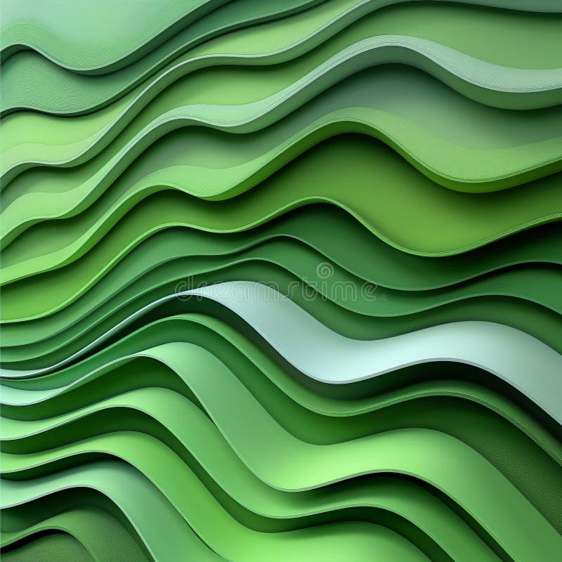 Emerald Currents: a Dance of Layered Green Waves and Fluid Motion Stock ...