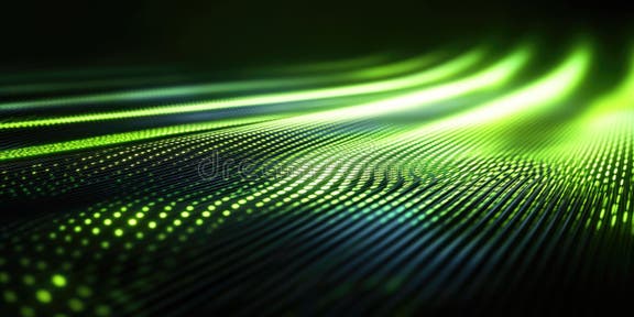 Emerald Data Streams: Abstract Green Lines Flow and Intertwine Over a ...