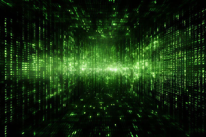Emerald Emanation: Matrix Code Wallpaper in Green, Generative AI Stock ...